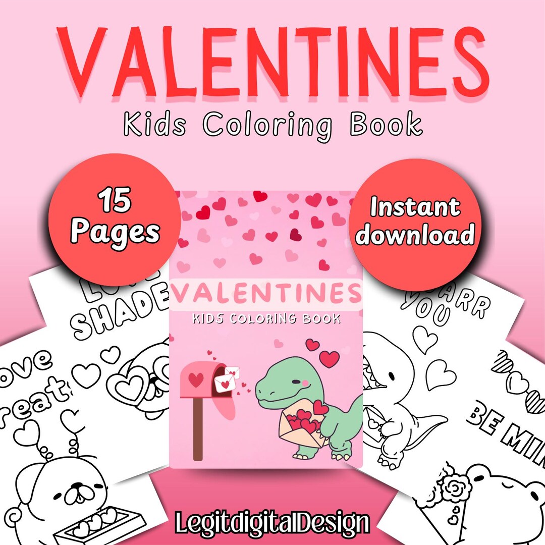 Valentines Kids Coloring Book L Valentines Coloring Book L Kids ...