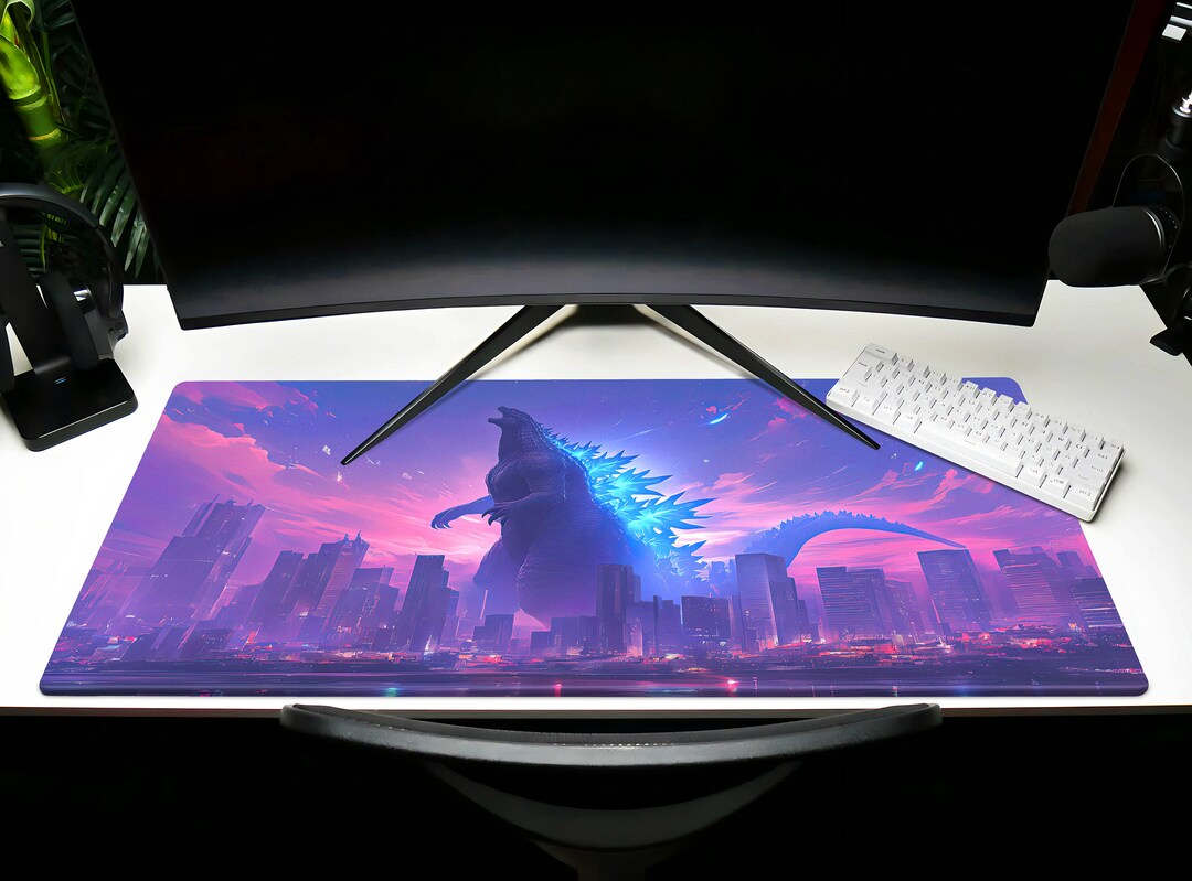 Godzilla Desk Mat Pastel Mouse Pad / Dragon Tokyo Large Kaiju Mouse Pad ...