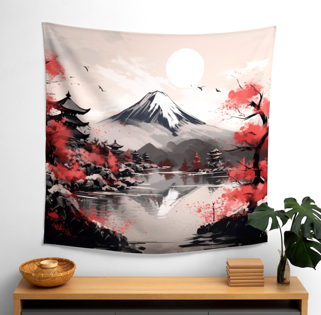 Mt. Fuji Tapestry Japan Wall Hanging, Japanese Style Art, Fuji Mountain ...