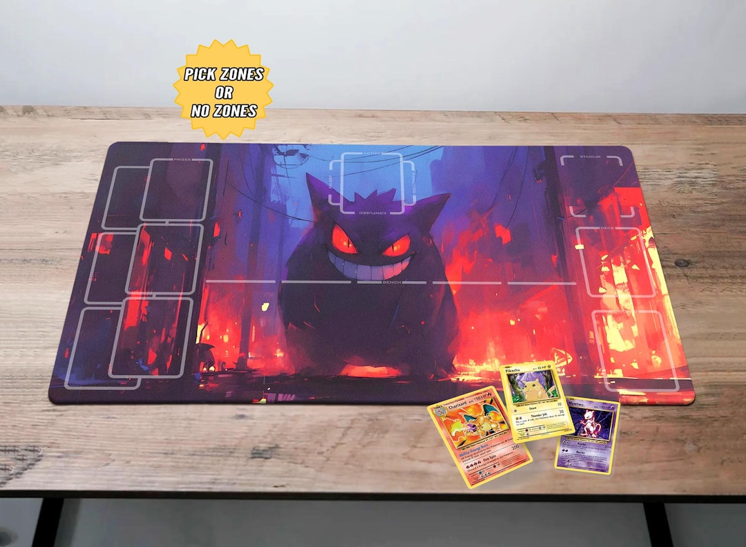 Gengar Desk Mat Pokemon Playmat Ghost Pokemon TCG Mat / Trading Card Game Pad Gift Lorcana MTG ...