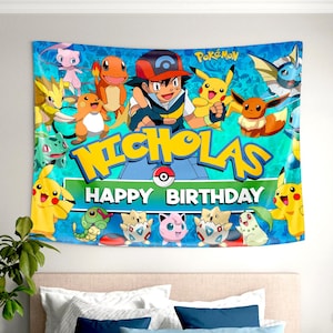 CUSTOM Pokemon Banner Birthday Backdrop / Pokemon Birthday Party Decor ...