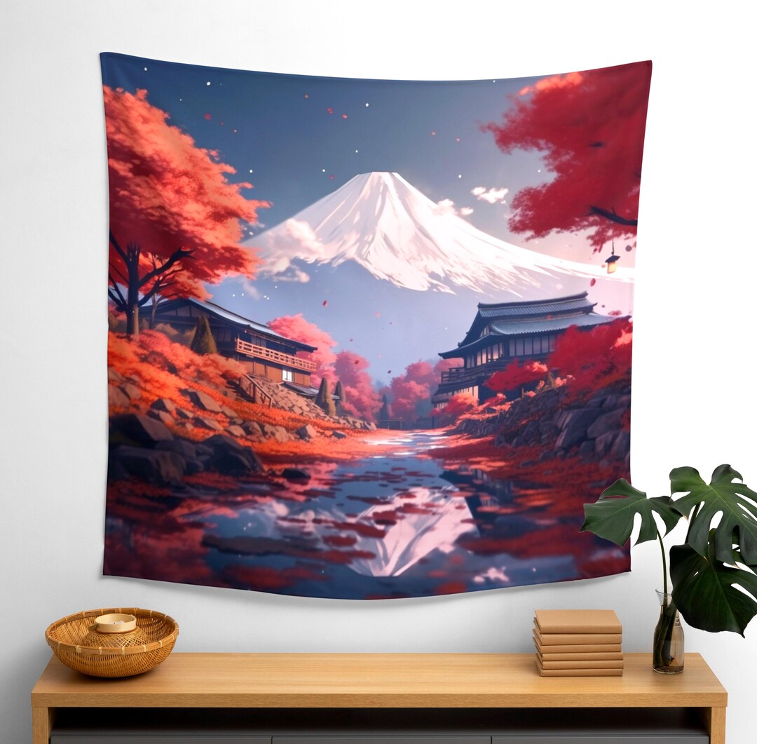 Mt. Fuji Tapestry Japan Wall Hanging, Japanese Style Art, Fuji Mountain ...