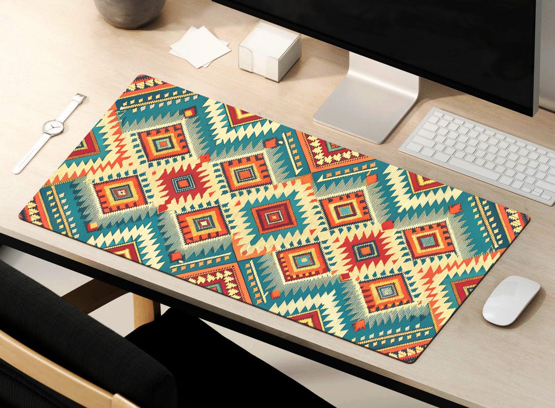Aztec Pattern Desk Mat, Native American Mouse Pad, Boho Playmat ...