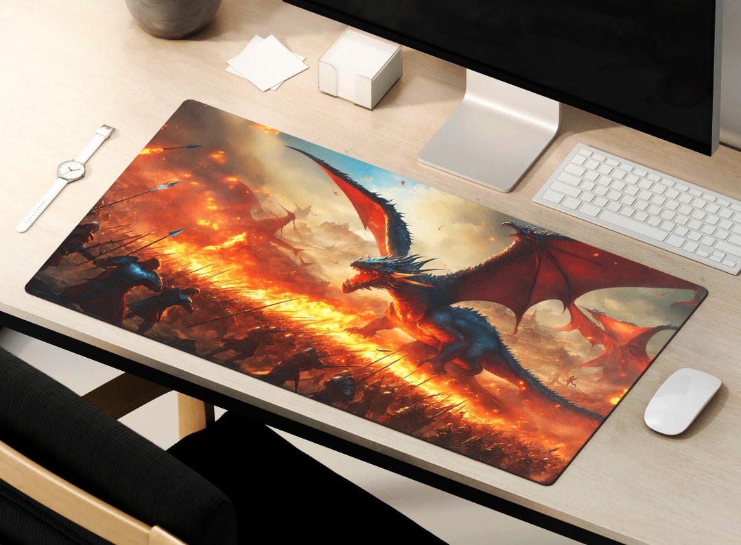 Dragon Art Desk Mat, Fantasy Gaming Mouse Pad Dnd Playmat Japanese ...