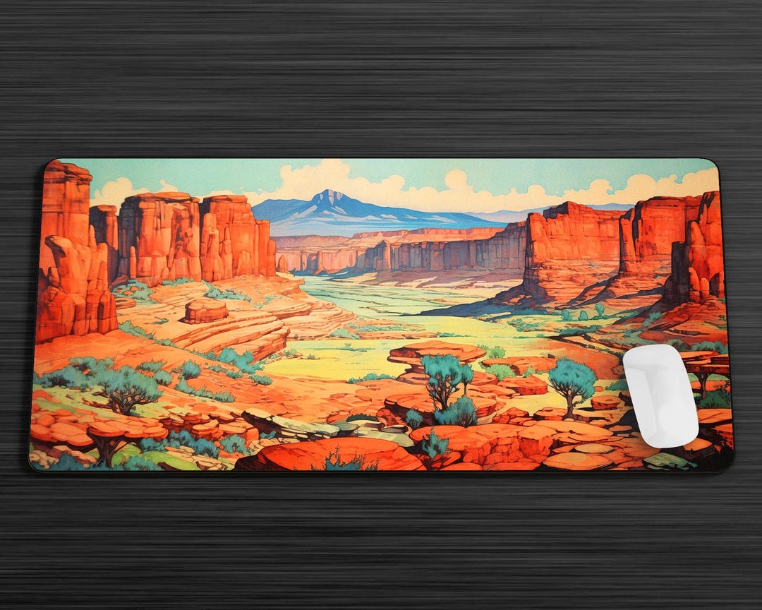Desert Desk Mat, Southwest Scenic Plants Arizona Mouse Pad, Cactus ...