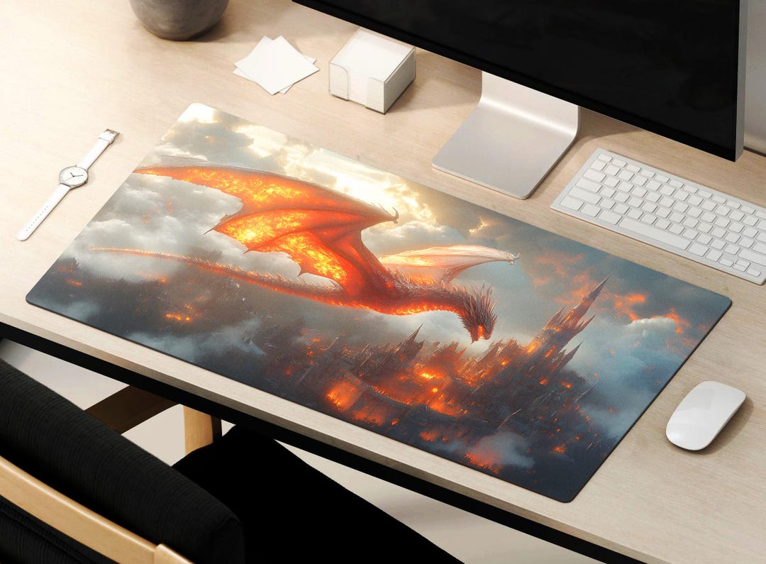 Dragon Art Desk Mat, Fantasy Gaming Mouse Pad Dnd Playmat Japanese ...