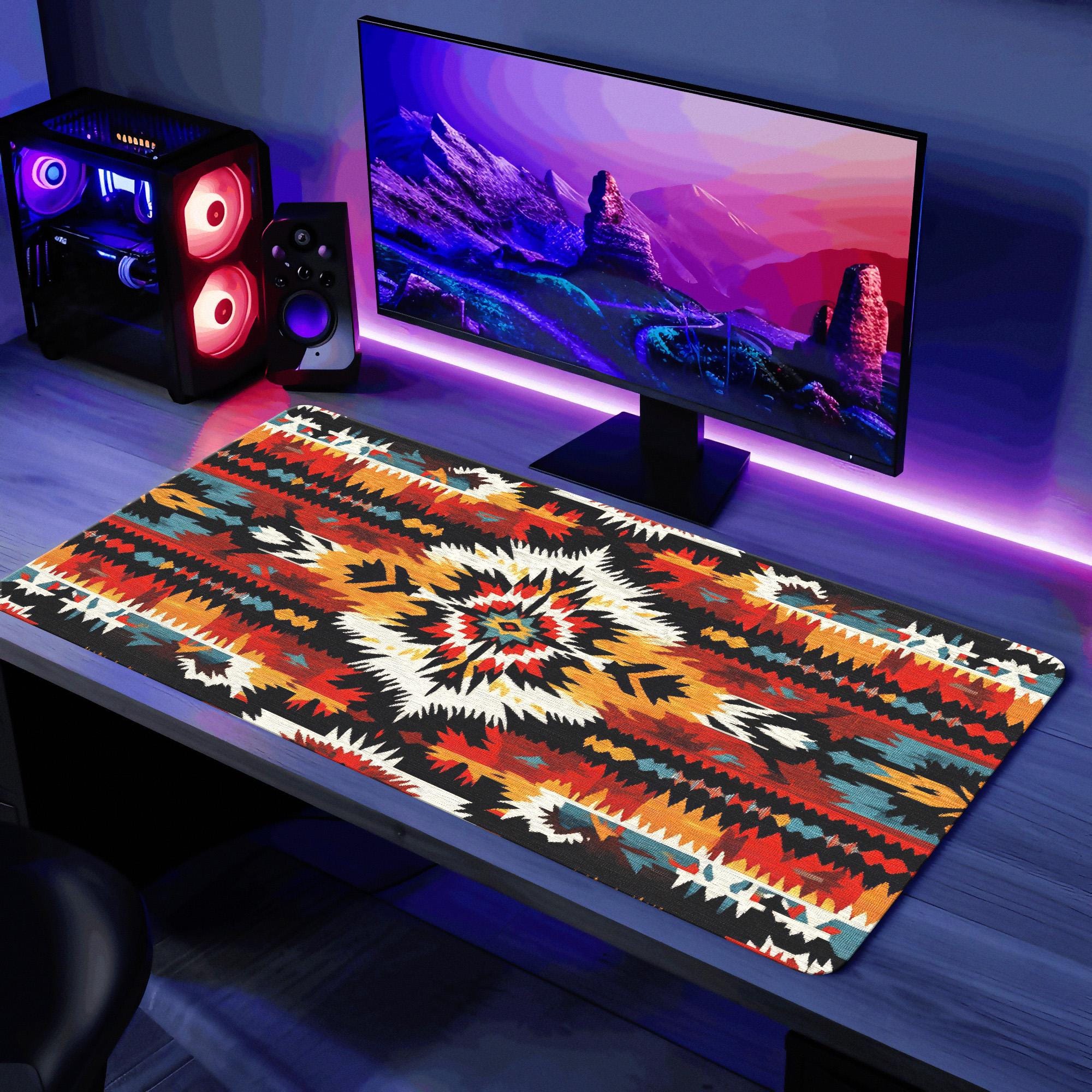 Aztec Pattern Desk Mat, Native American Mouse Pad, Boho Playmat ...