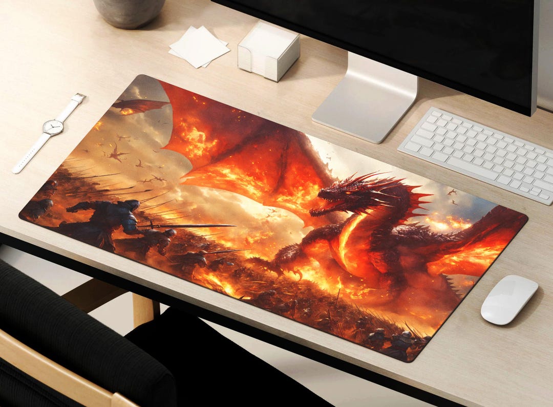 Dragon Art Desk Mat, Fantasy Gaming Mouse Pad Dnd Playmat Japanese ...