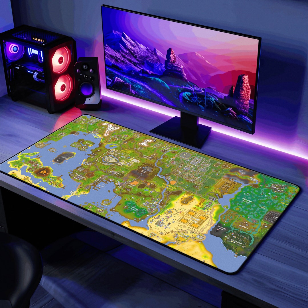 Runescape Mouse Pad XL Gaming OSRS World Map Desk Mat / Gift Video Game ...