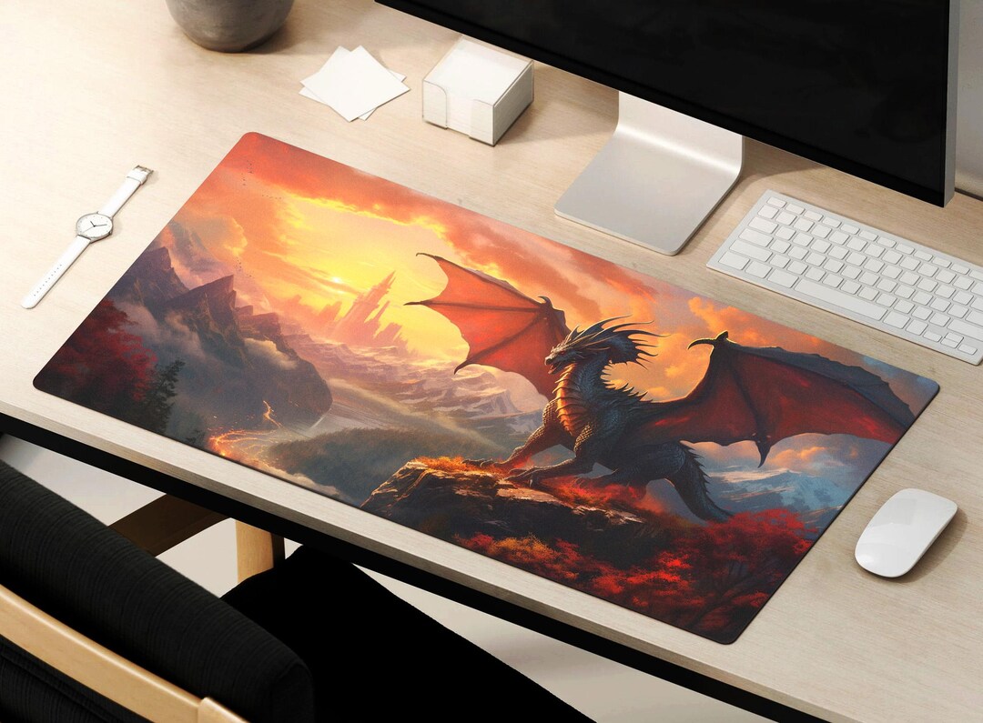 Dragon Art Desk Mat, Fantasy Gaming Mouse Pad Dnd Playmat Japanese ...