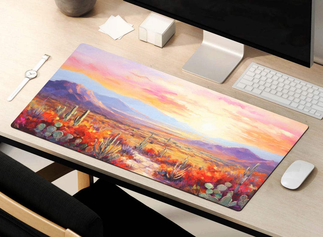 Desert Desk Mat, Southwest Scenic Cactus Plants Mouse Pad, Sedona ...