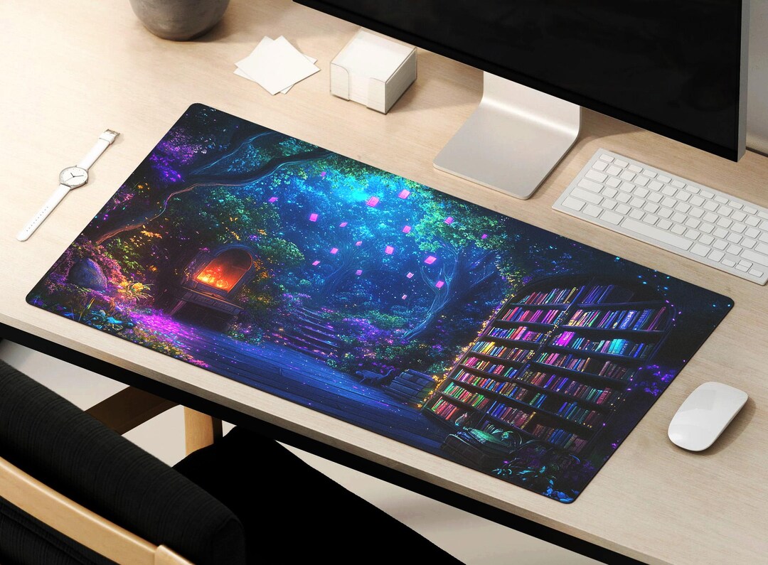 Fantasy Desk Mat, Mystical Library Mouse Pad, Bookish Deskmat, Dark Academia Mousepad ...