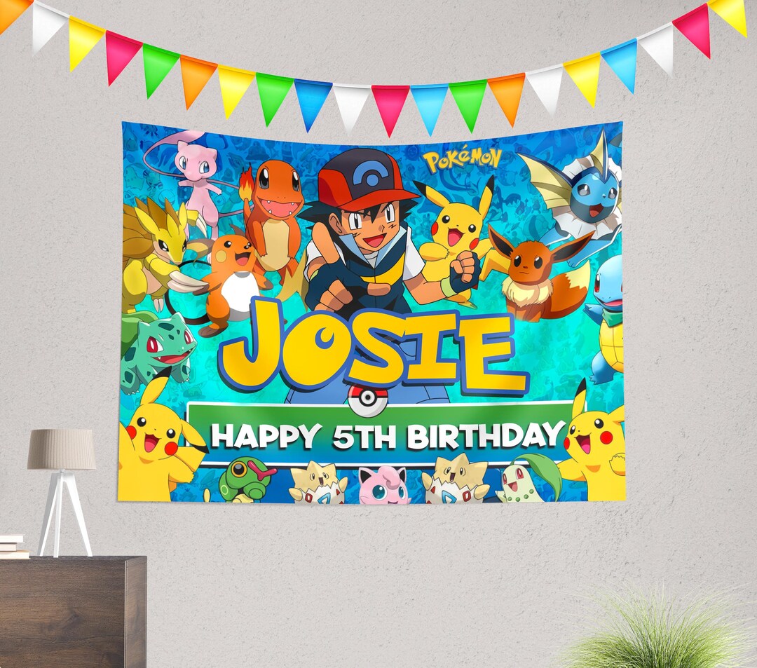 CUSTOM Pokemon Banner Birthday Backdrop / Pokemon Birthday Party Decor ...