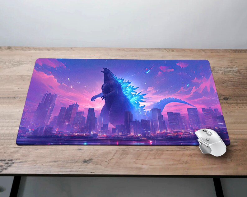 Godzilla Desk Mat Pastel Mouse Pad / Dragon Tokyo Large Kaiju Mouse Pad ...
