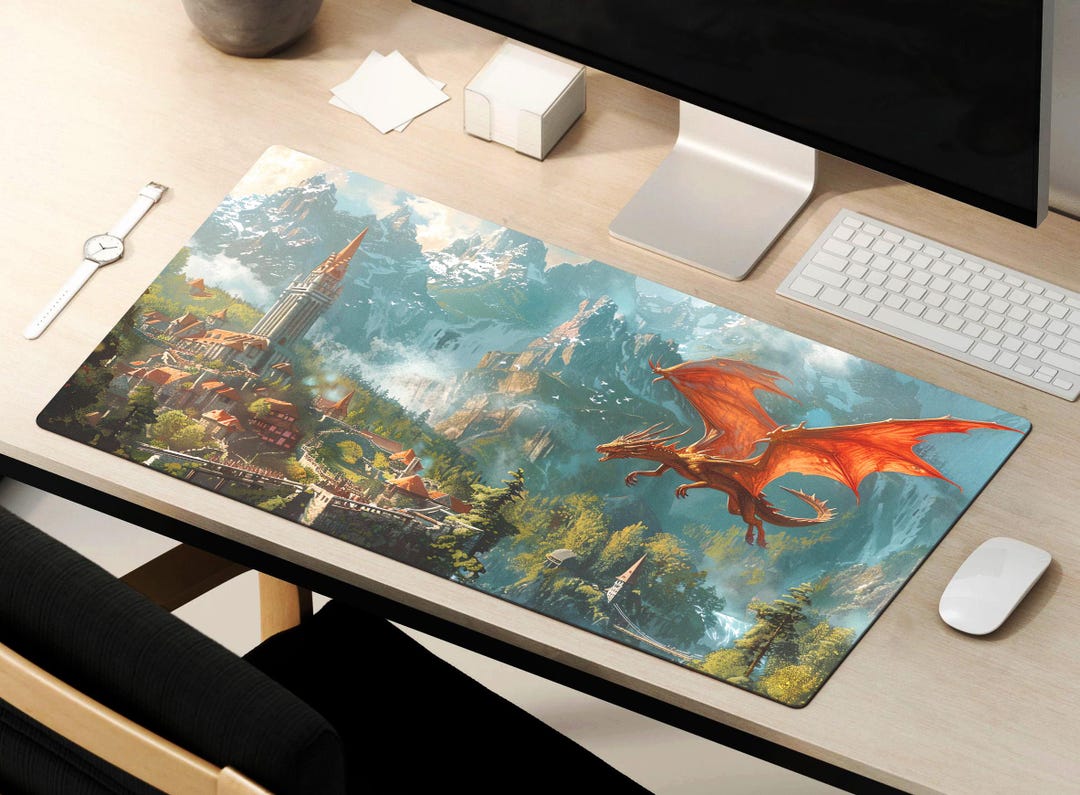 Dragon Art Desk Mat, Fantasy Gaming Mouse Pad Dnd Playmat Japanese ...