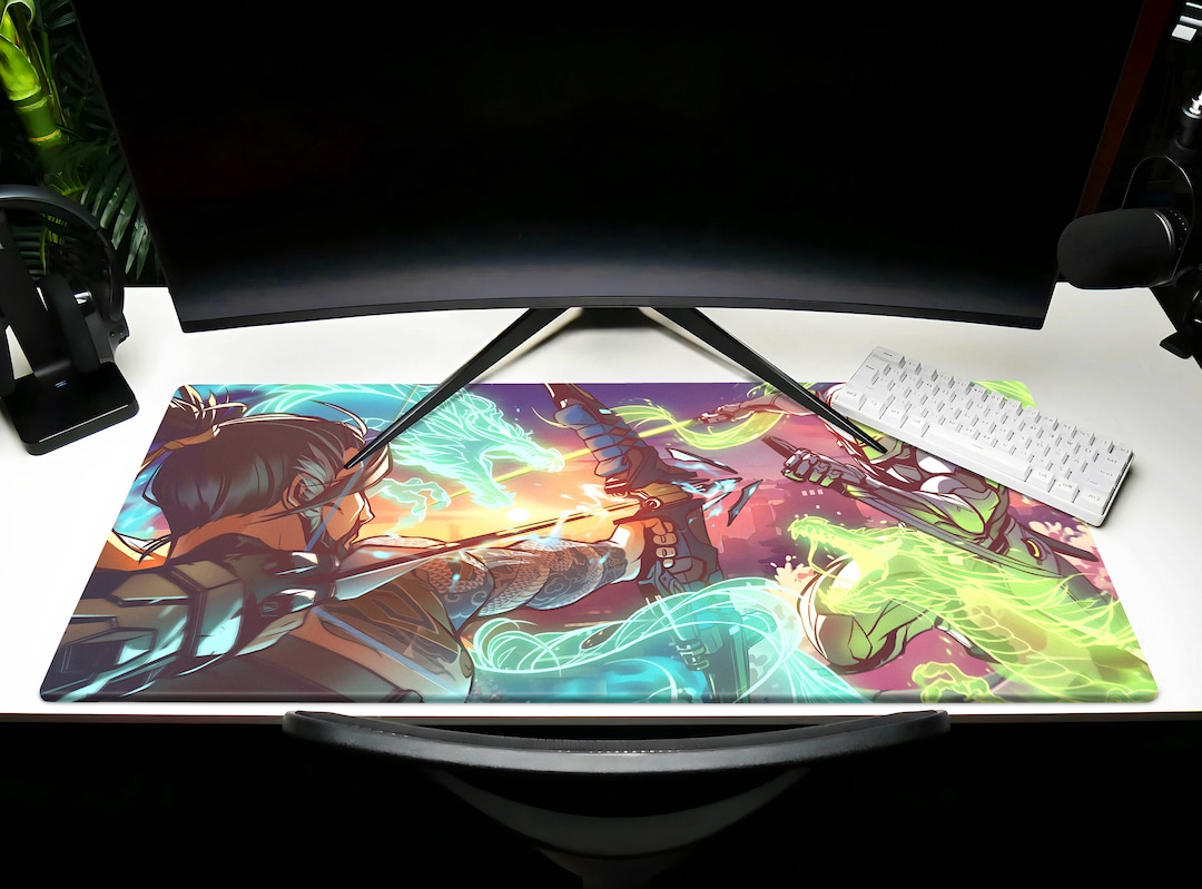 Genji Vs Hanzo Mouse Pad Overwatch Desk Mat Gaming Play Mat Office ...