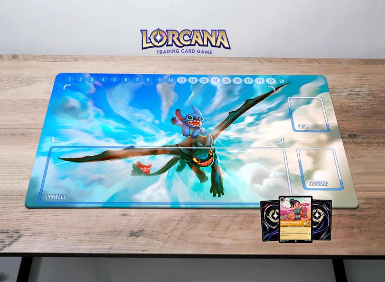 Stitch and Toothless Lorcana Playmat TCG / Disney Desk Mat Trading Card ...