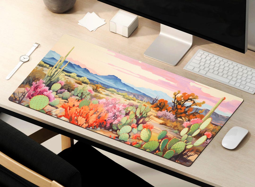 Cactus Desert Desk Mat, Southwest Scenic Plants Mouse Pad, Nature ...