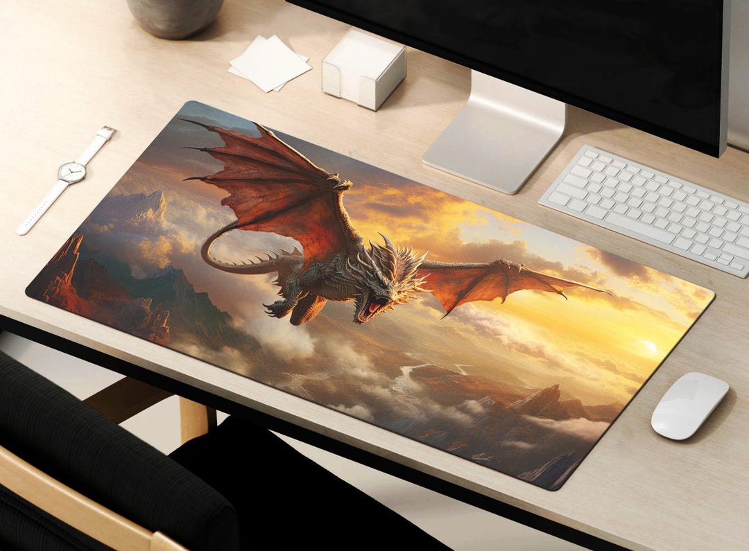 Dragon Art Desk Mat, Fantasy Gaming Mouse Pad Dnd Playmat Japanese ...