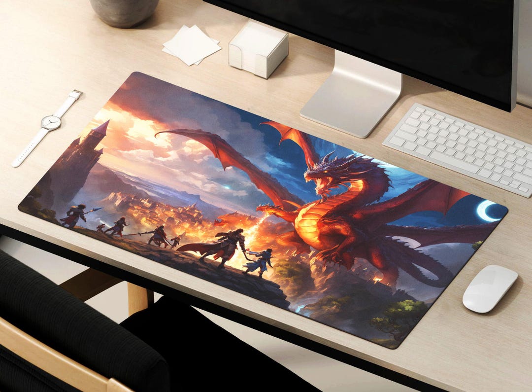 Dragon Art Desk Mat, Fantasy Gaming Mouse Pad Dnd Playmat Japanese ...