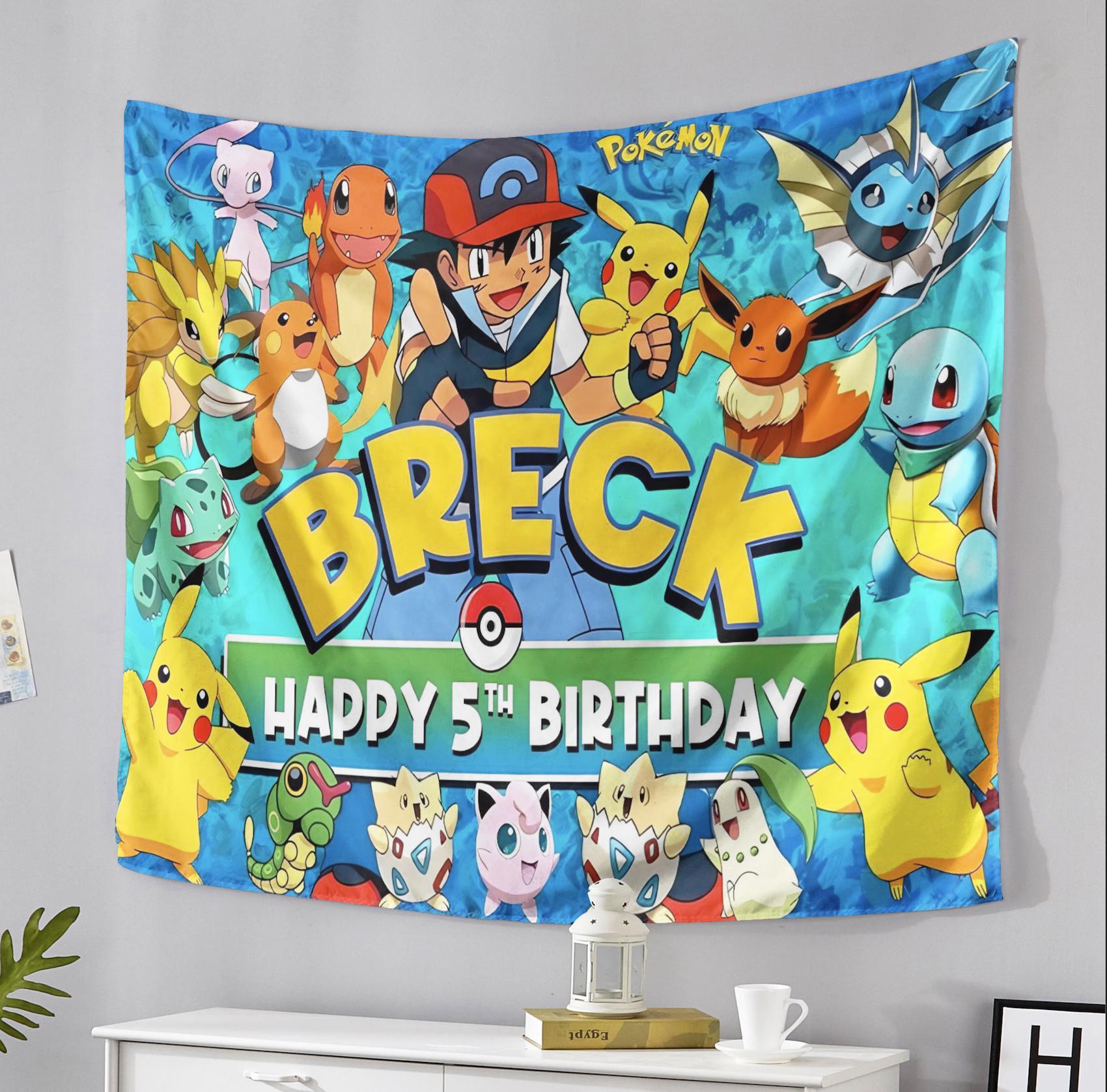CUSTOM Pokemon Banner Birthday Backdrop / Pokemon Birthday Party Decor ...