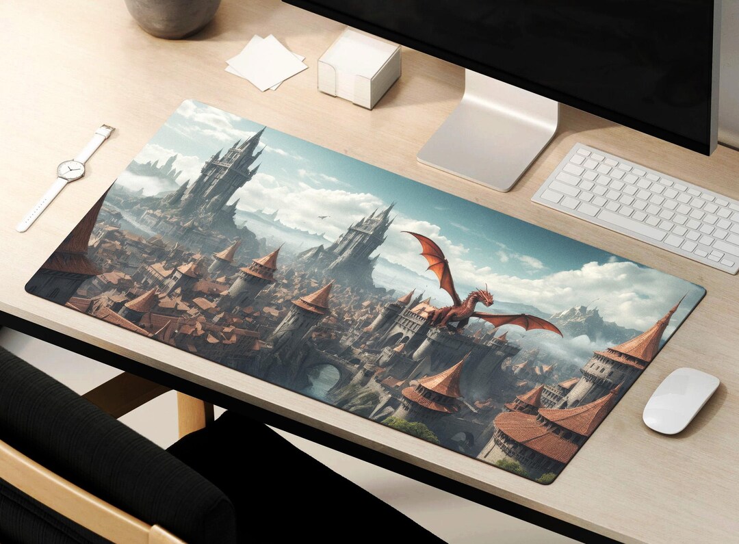 Dragon Art Desk Mat, Fantasy Gaming Mouse Pad Dnd Playmat Japanese ...