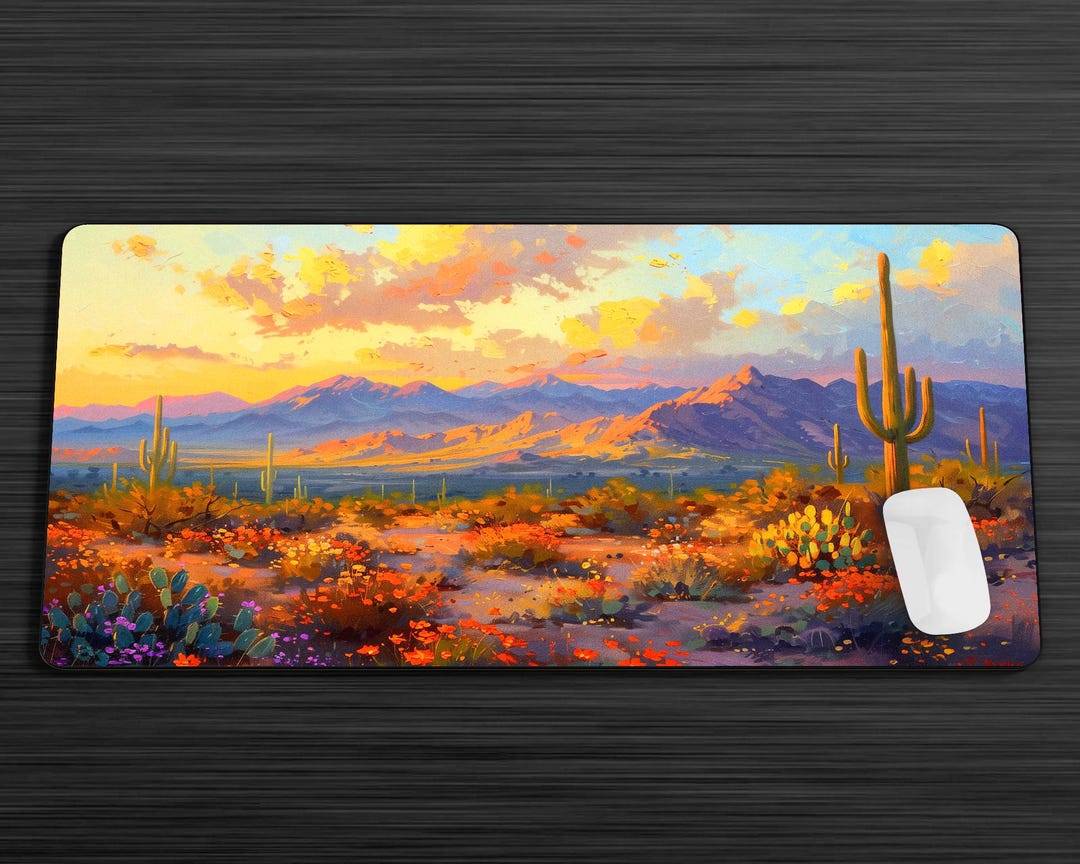 Arizona Desert Desk Mat, Southwest Cactus Mouse Pad, Nature Playmat ...