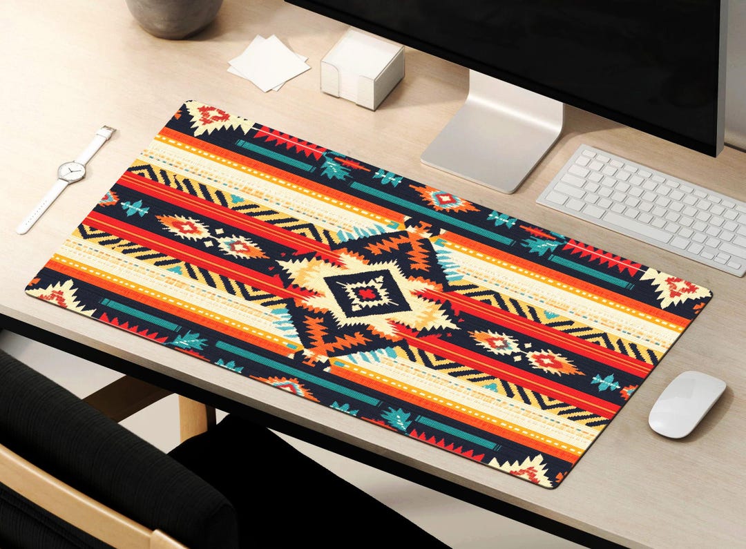 Aztec Pattern Desk Mat, Native American Mouse Pad, Boho Playmat ...