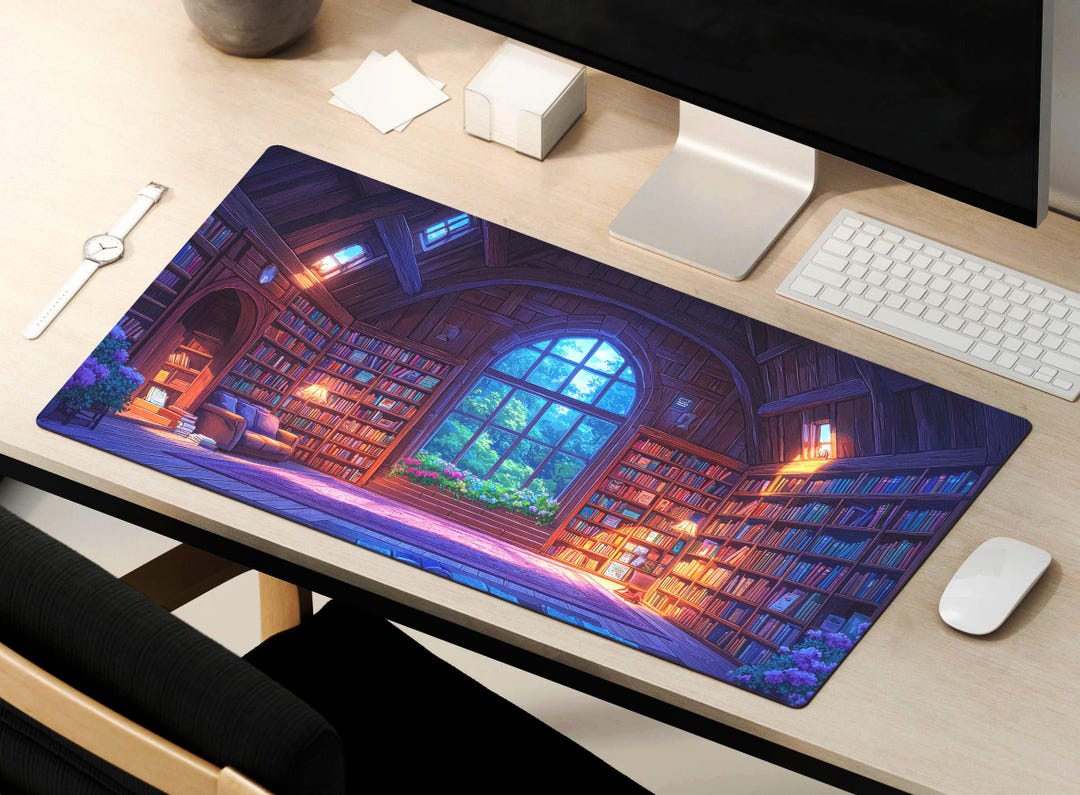 Fantasy Desk Mat, Mystical Library Mouse Pad, Bookish Deskmat, Dark Academia Mousepad ...
