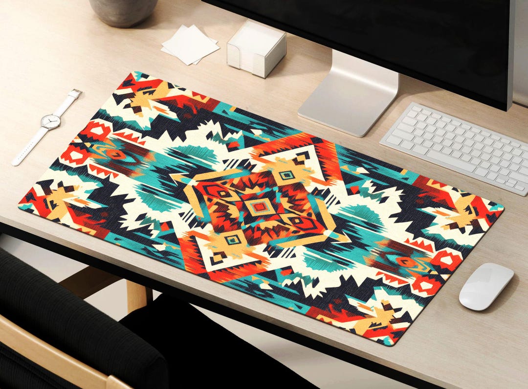 Aztec Pattern Desk Mat, Native American Mouse Pad, Boho Playmat ...