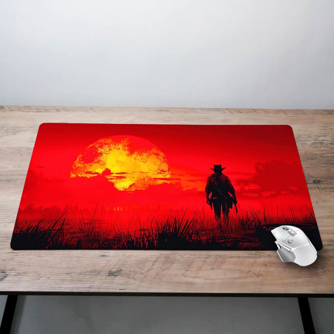 Western Desk Mat, Cowboy Sunset Mouse Pad, Gaming Mousepad Cowboy ...