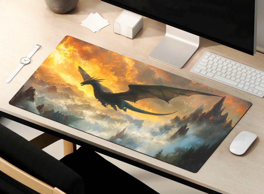 Dragon Art Desk Mat, Fantasy Gaming Mouse Pad Dnd Playmat Japanese ...