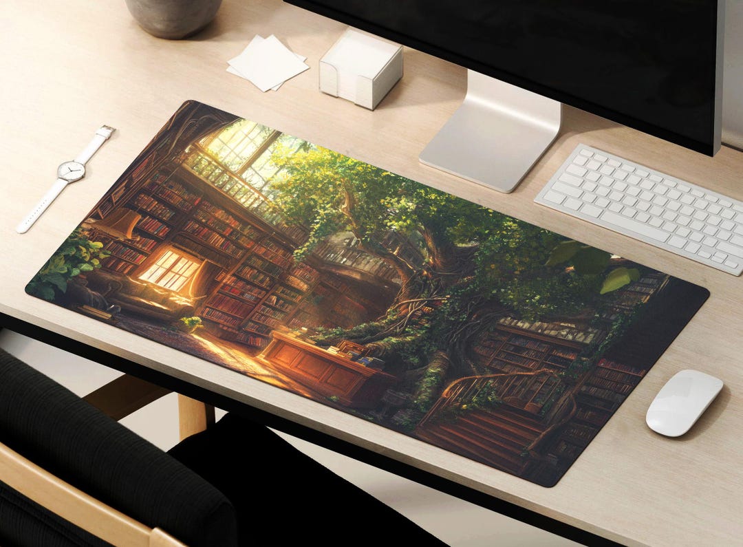 Fantasy Desk Mat, Mystical Library Mouse Pad, Bookish Deskmat, Dark Academia Mousepad ...