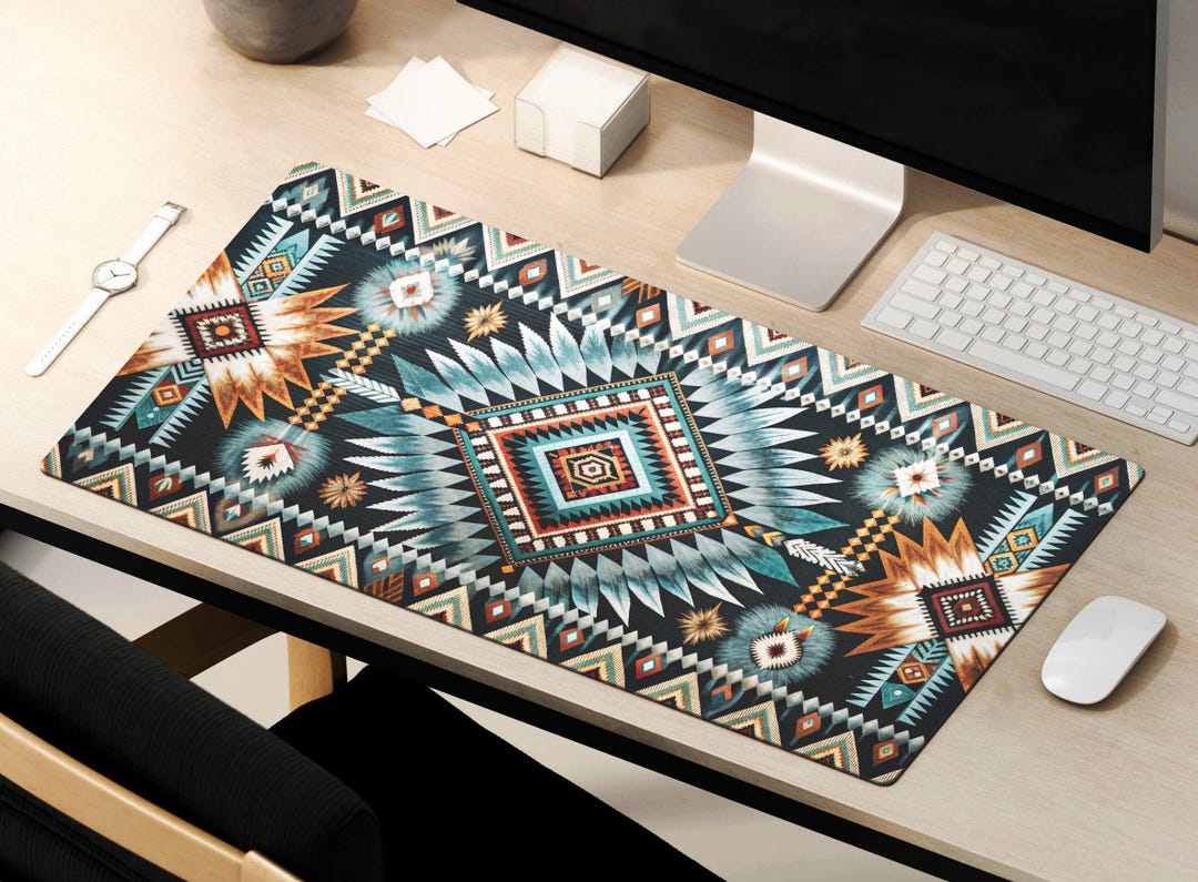 Aztec Pattern Desk Mat, Native American Mouse Pad, Boho Playmat ...