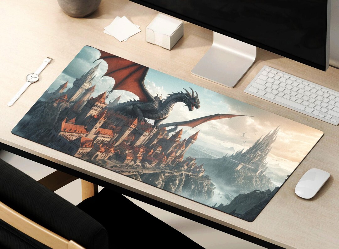 Dragon Art Desk Mat, Fantasy Gaming Mouse Pad Dnd Playmat Japanese ...