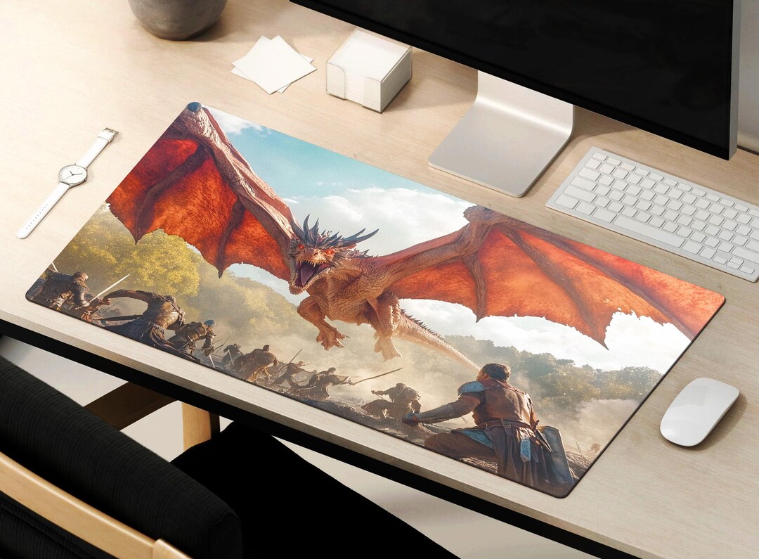 Dragon Art Desk Mat, Fantasy Gaming Mouse Pad Dnd Playmat Japanese ...