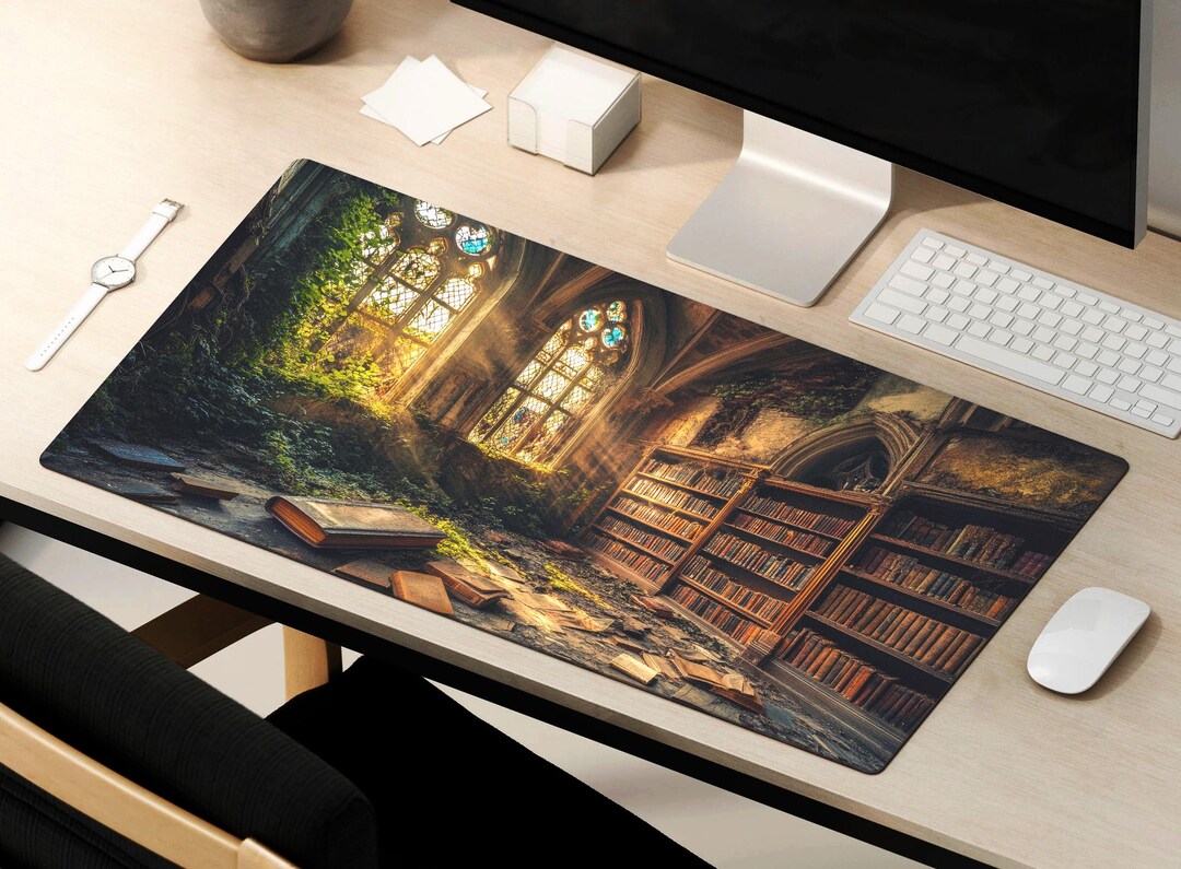 Fantasy Desk Mat, Mystical Library Mouse Pad, Bookish Deskmat, Dark Academia Mousepad ...