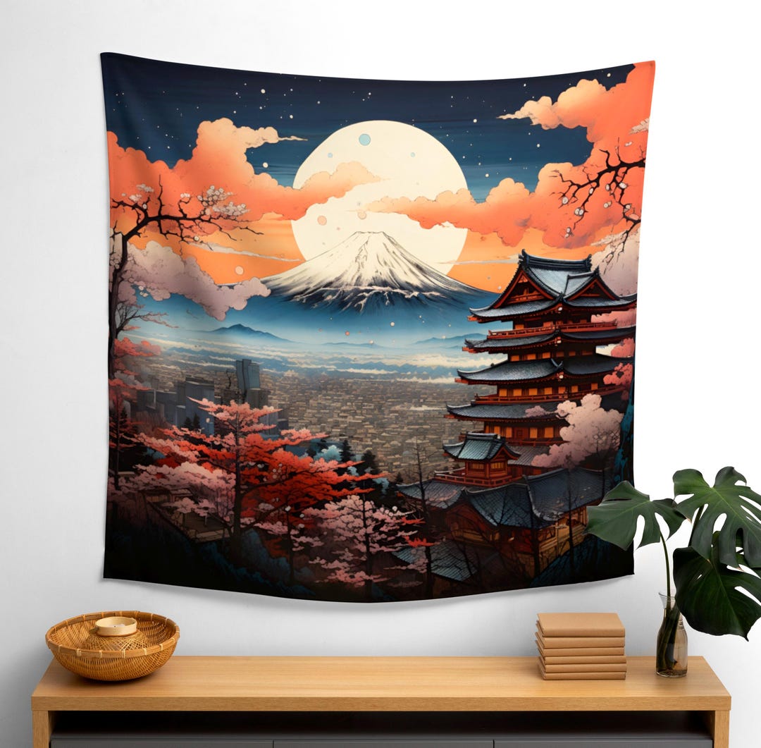 Japanese Tapestry Mt. Fuji Wall Hanging, Japan Style Art, Fuji Mountain ...