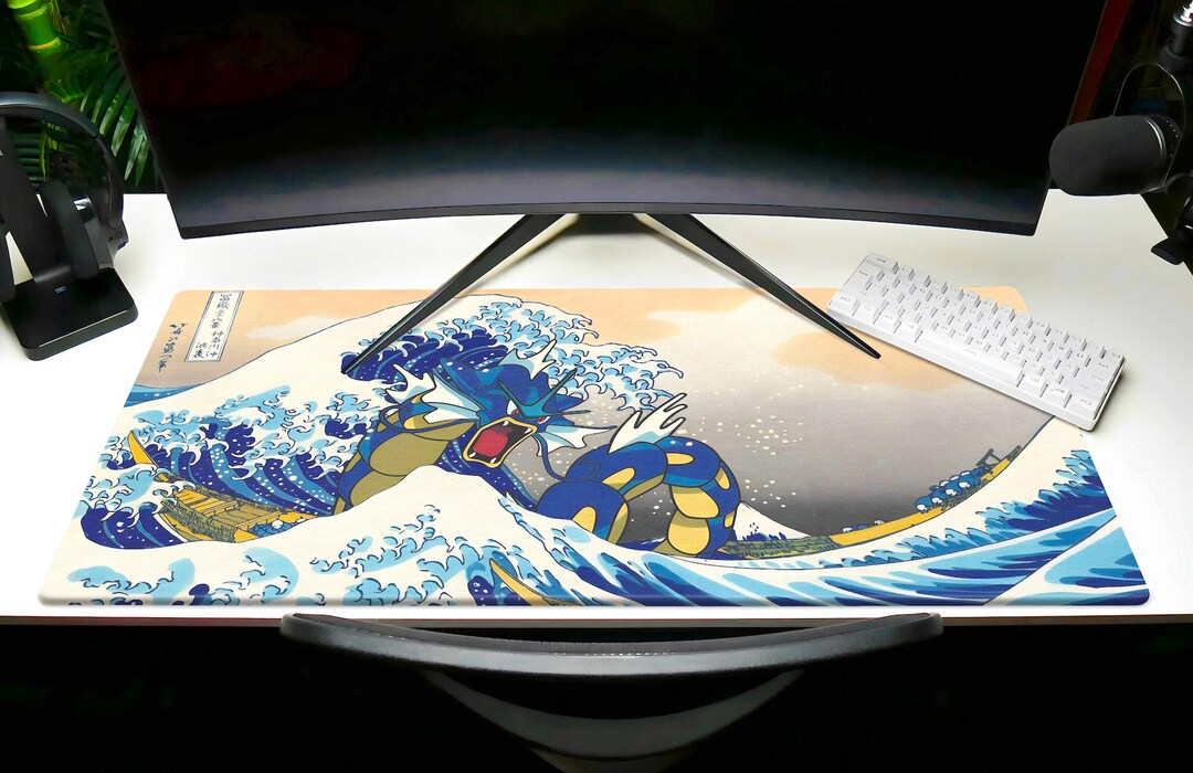 Gyrados Playmat Great Wave of Kanagawa Desk Mat Water Pokemon Mouse Pad ...