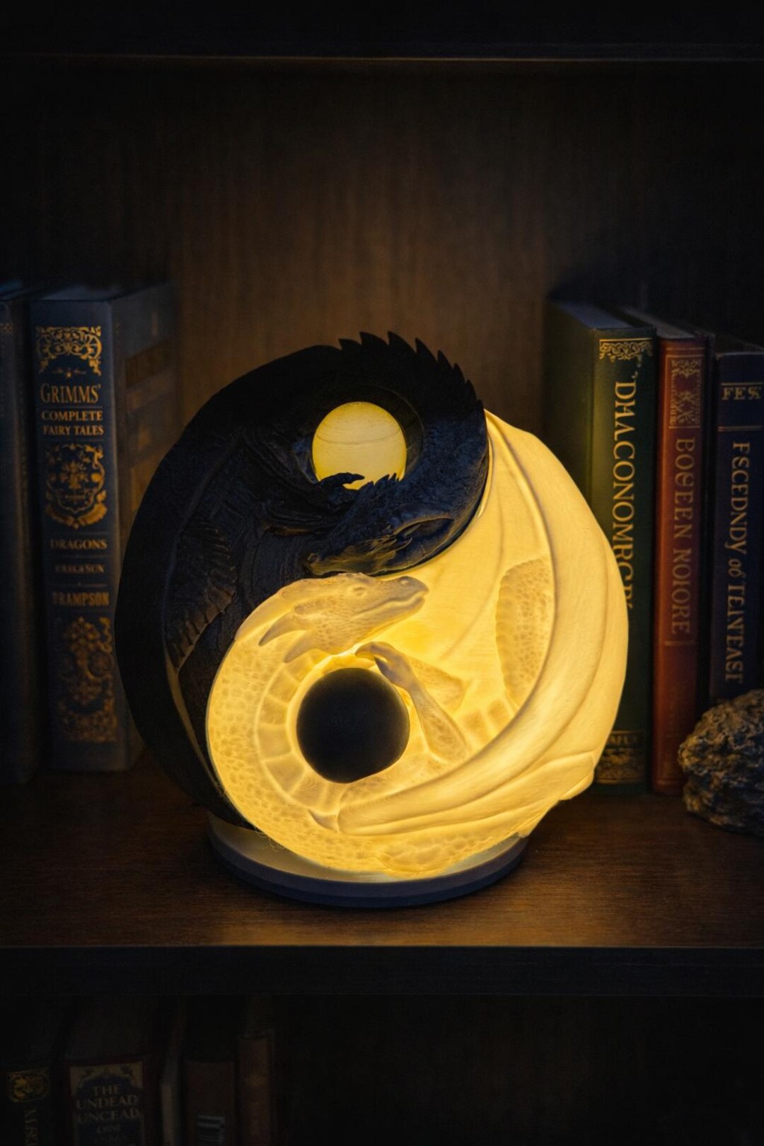 Dragon Harmony Table Lamp, Fantasy Home Decor, Mystical Night Light ...