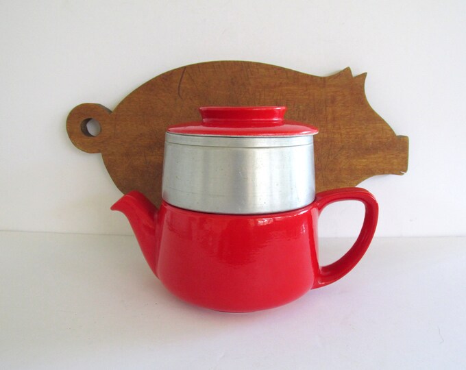 Vintage Chinese Red Hall Tricolater Mid Century Coffee Pot Beverage ...