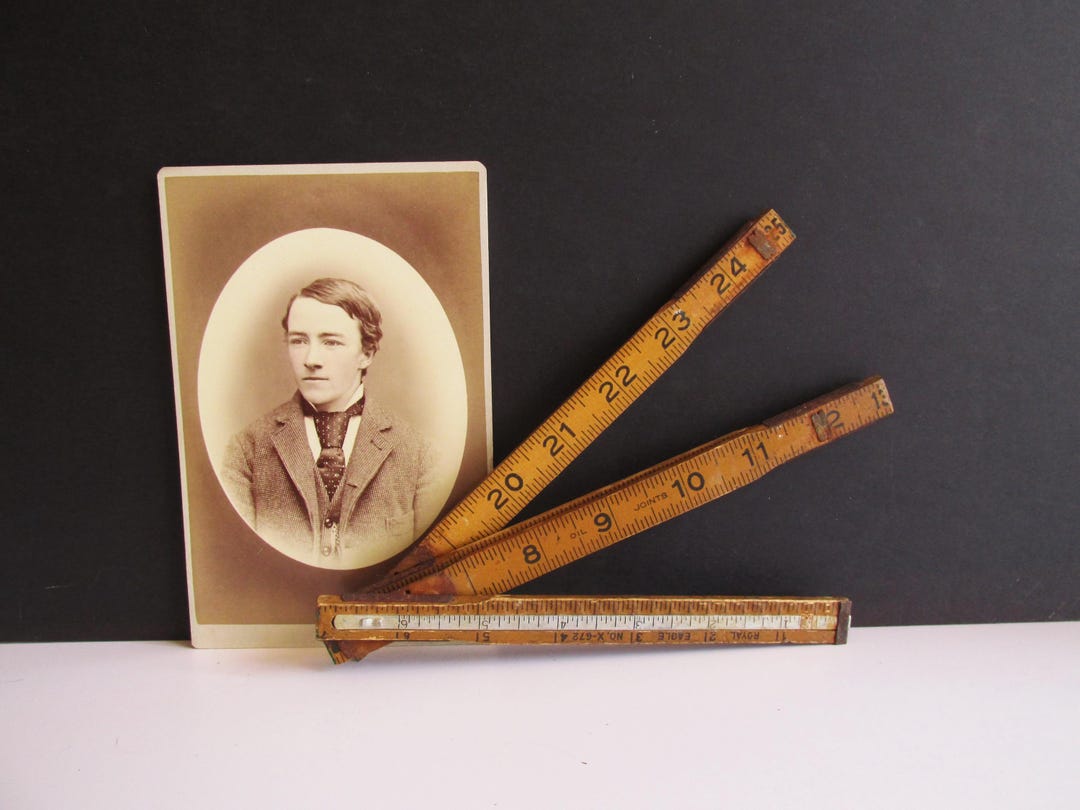 Antique Folding Ruler Wood Brass Carpenter's Ruler 1930's Wood Tool ...