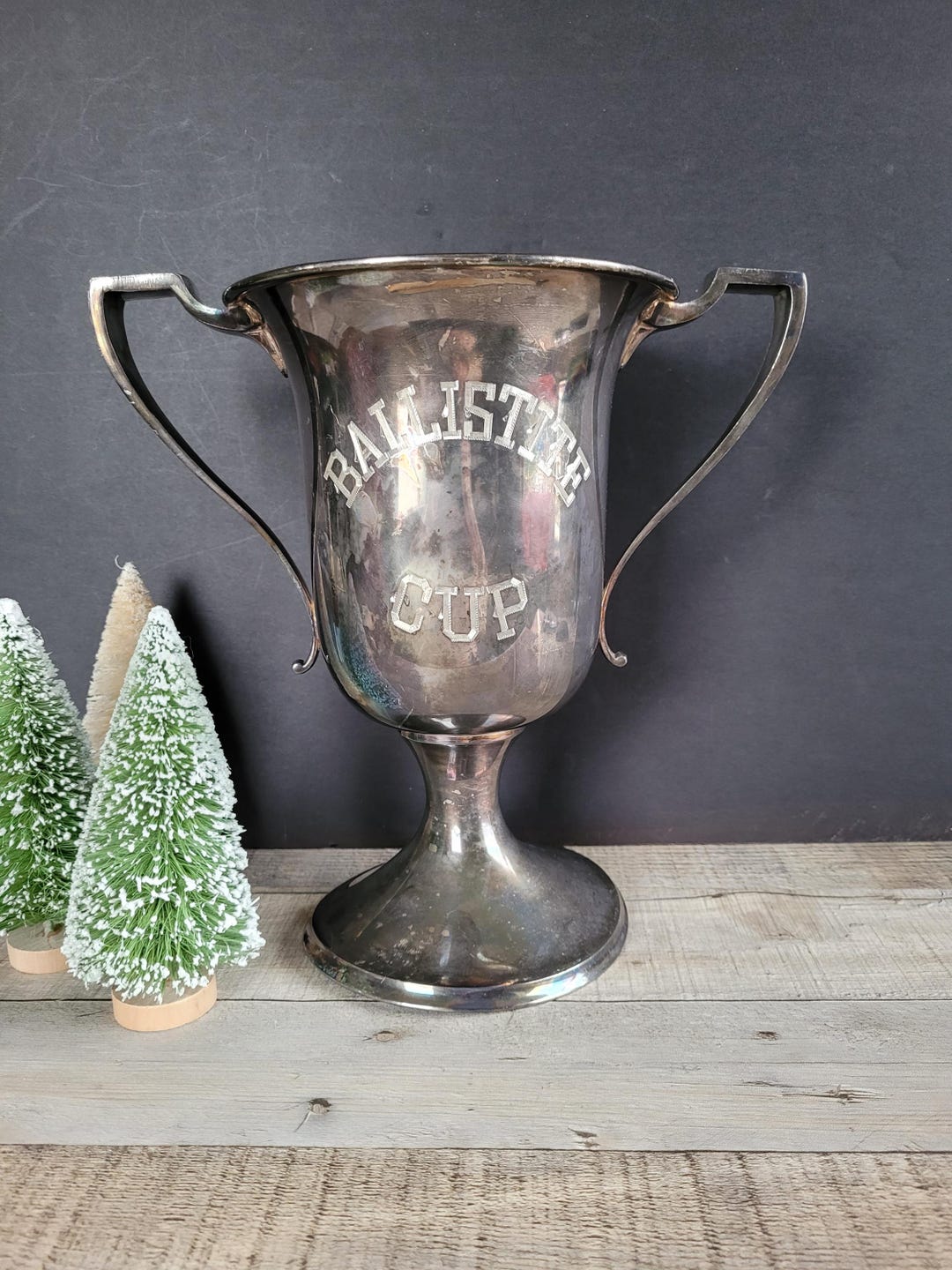 Antique Silver Plate Trophy Double Handle Ballistite Cup Award Patina ...
