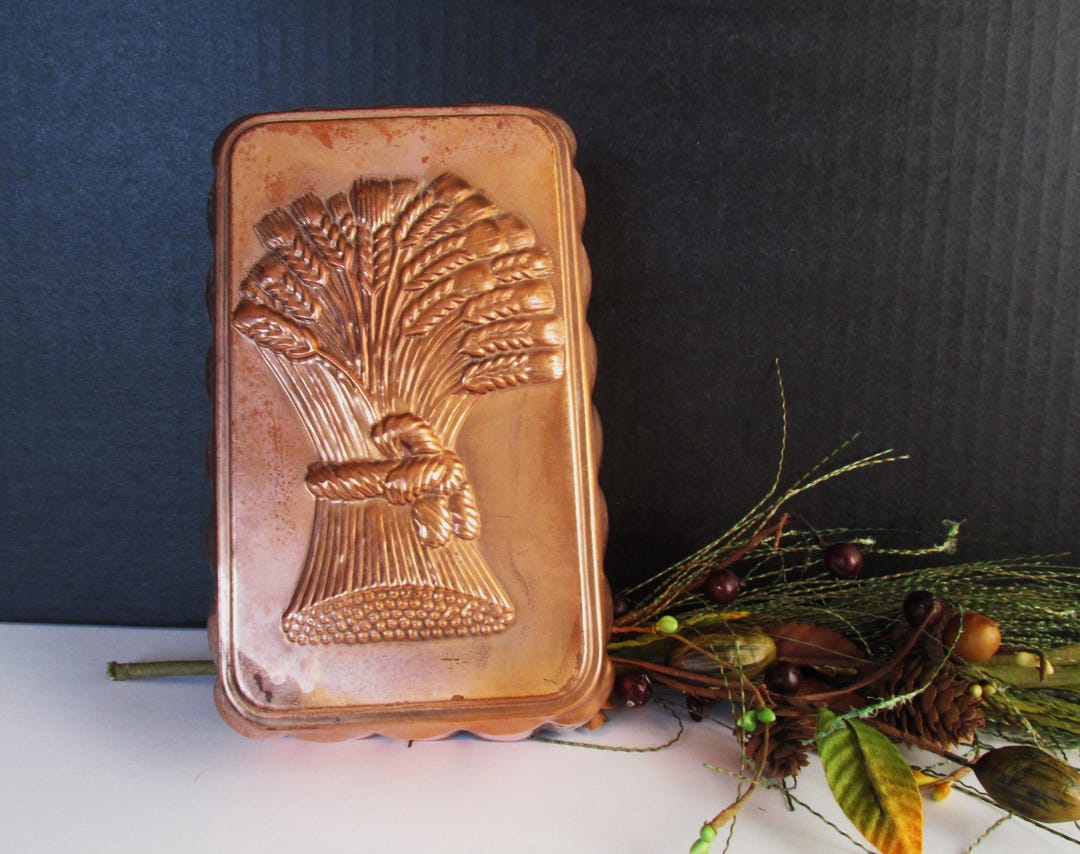 Copper Tin Mold Antique Bread Mold Loaf Cake Mold Wheat Design Vintage ...