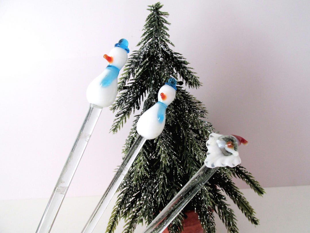 Vintage Christmas Swizzle Sticks, Holiday Cocktail Party Barware, Set ...