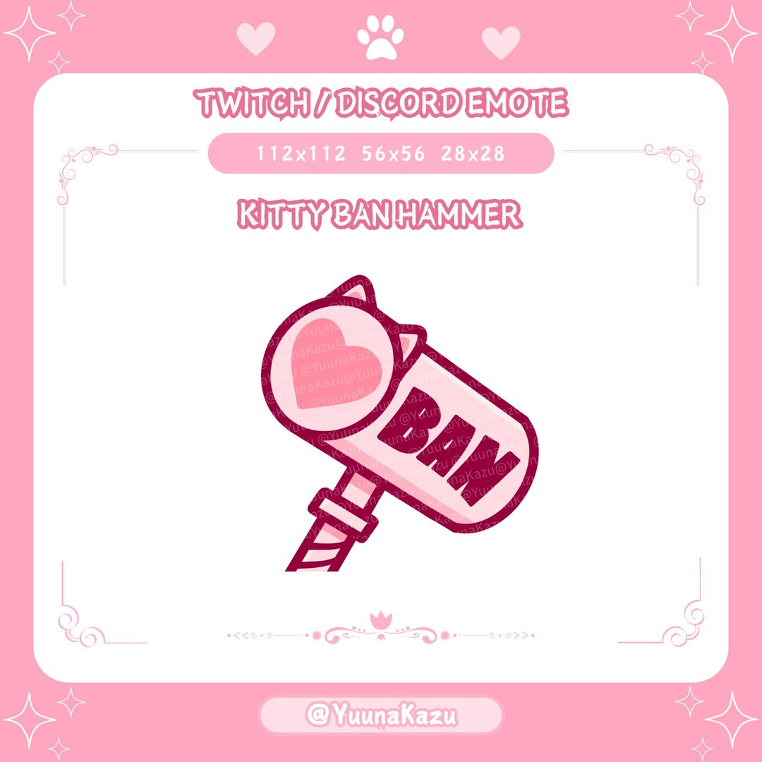 Kitty Cat Ban Hammer Emote for Twitch Discord - Emotes for Streamers ...
