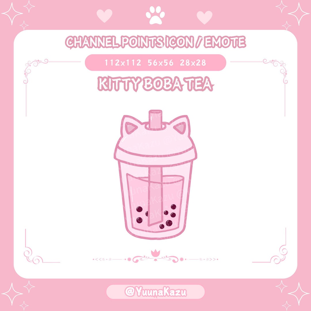 Cute Kitty Boba Tea Drink Twitch Channel Points Icon / Emote Kawaii ...