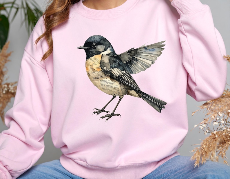 Mixed Media Fussy Cut Birds Clipart –junk Journal Distressed Watercolor ...