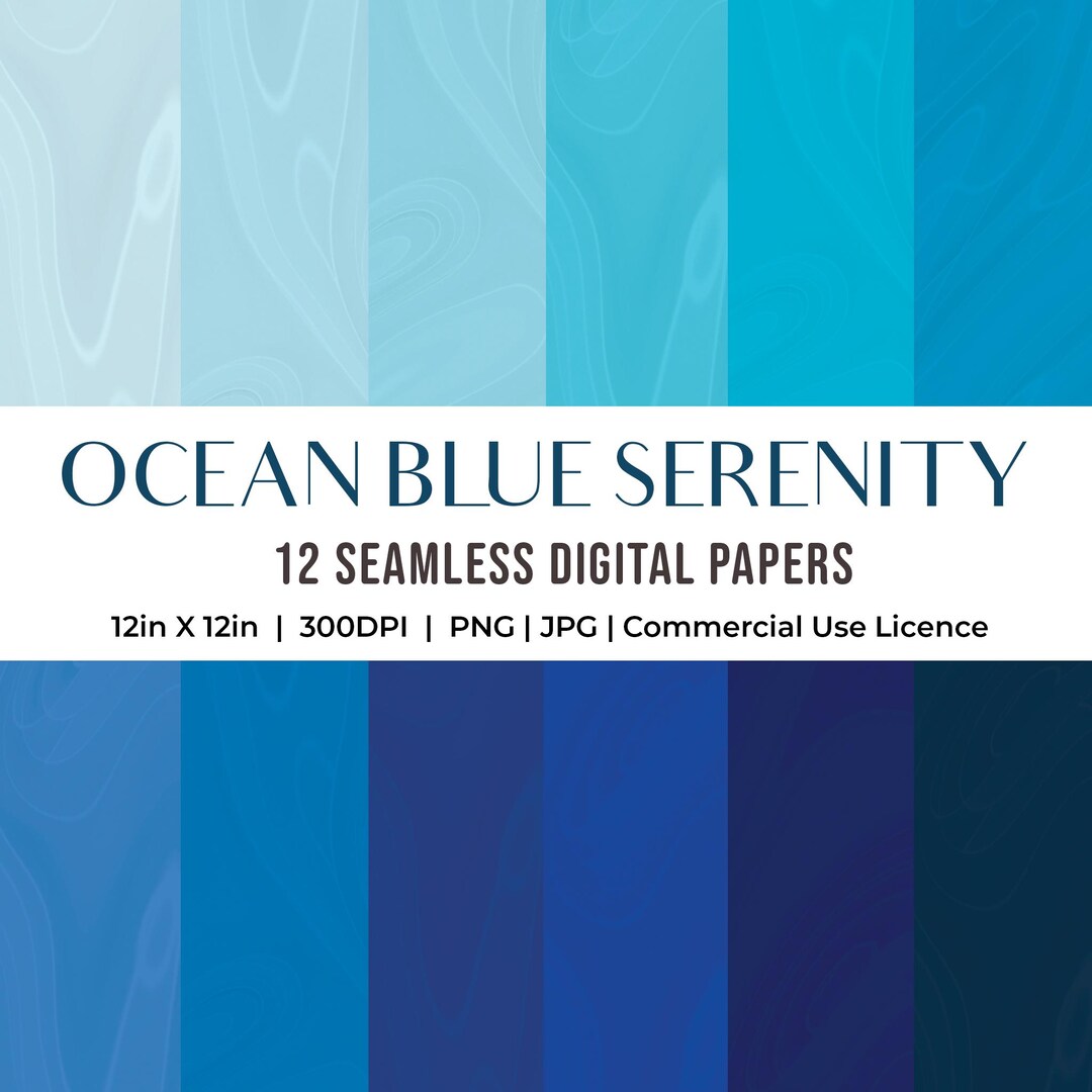 Ocean Blue Digital Paper Pack, Blue Textures, Ocean Hues, Junk Journal ...