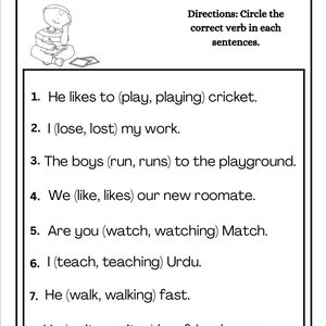 Printable Kids Activity - VERBS - Etsy